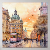 Vienna Bohemian Style Watercolor Painting Poster | Zazzle