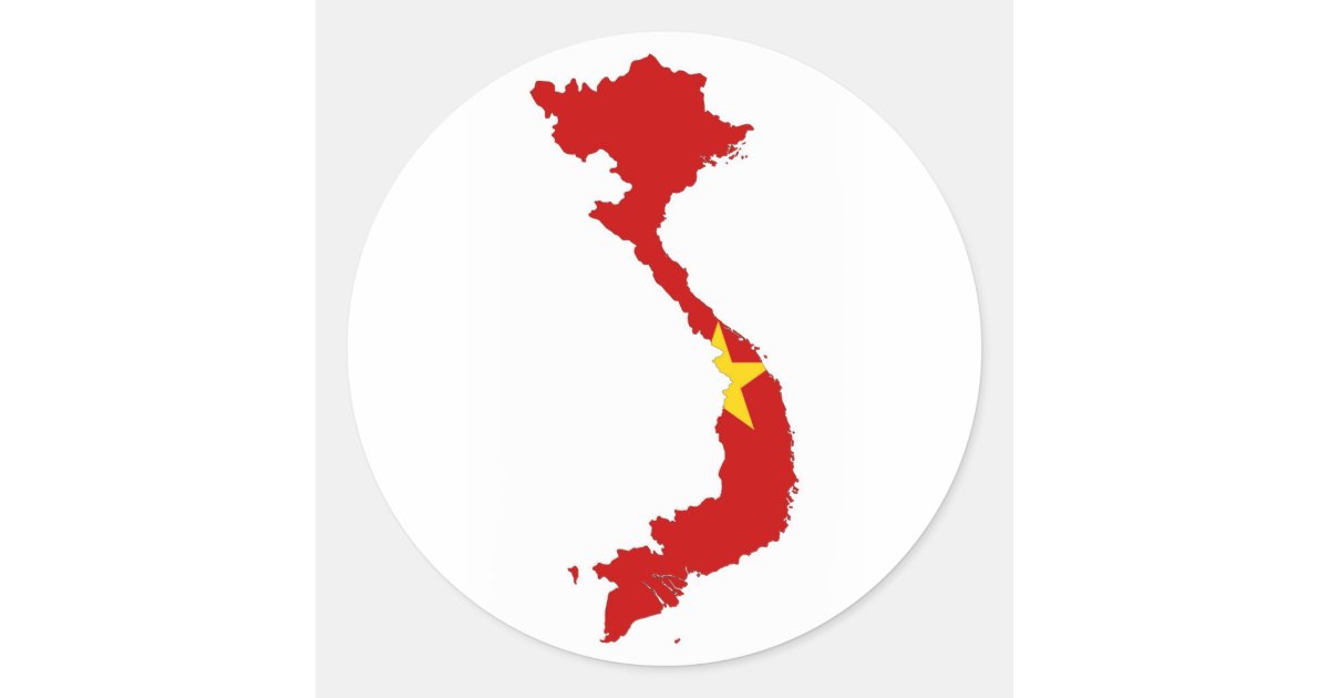 vietnam country flag map classic round sticker | Zazzle