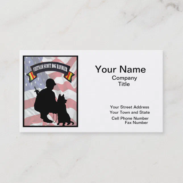 Vietnam Scout Dog Handler Business Cards | Zazzle