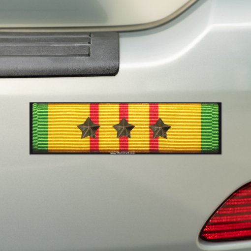 Vietnam Service Ribbon - 3 Campaign Stars Bumper Sticker | Zazzle