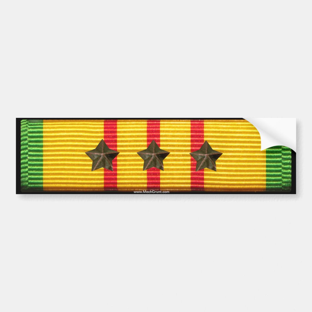 Vietnam Service Ribbon - 3 Campaign Stars Bumper Sticker | Zazzle