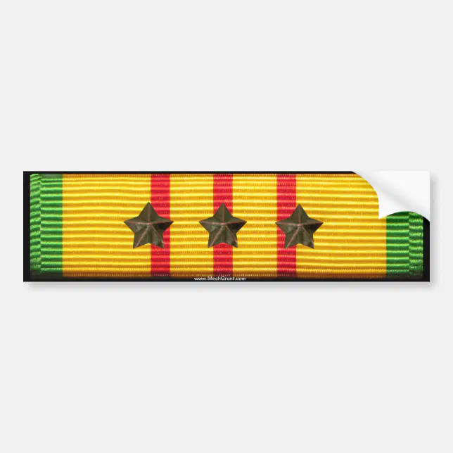 Vietnam Service Ribbon - 3 Campaign Stars Bumper Sticker | Zazzle