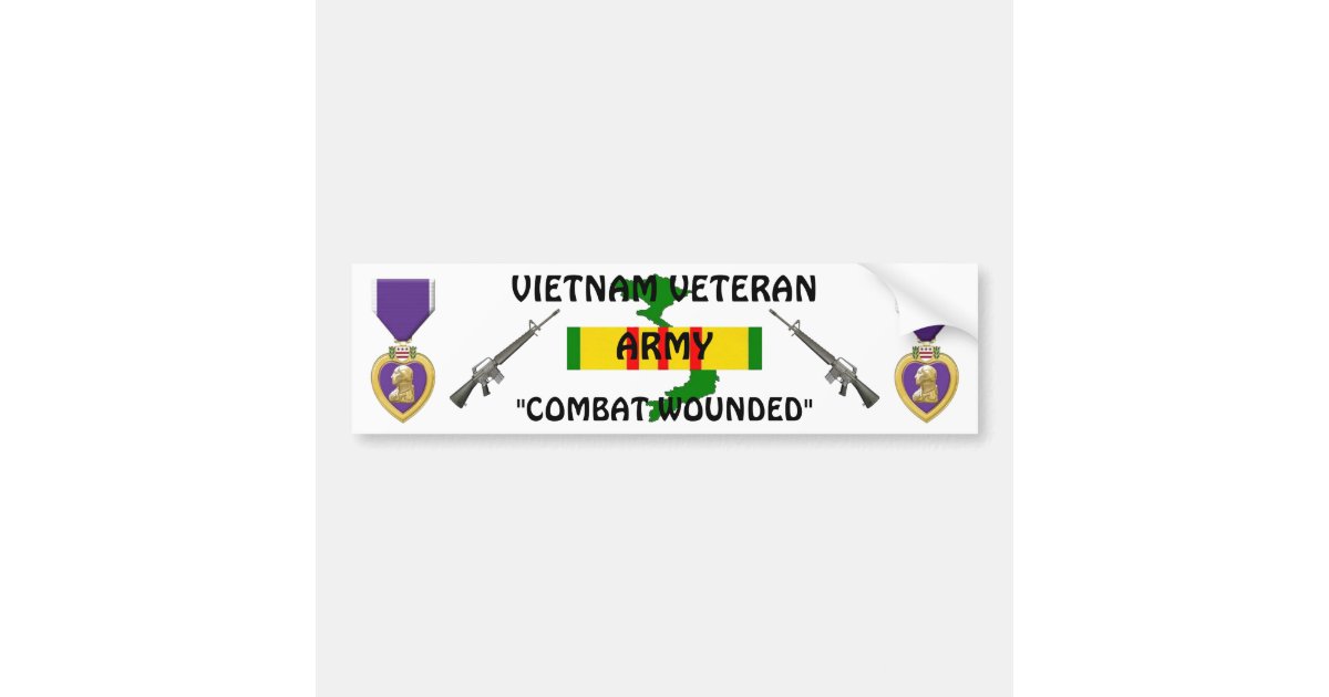 VIETNAM VET Combat Wounded Bumper Sticker | Zazzle