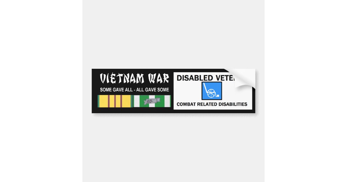 VIETNAM WAR - DISABLED VET - COMBAT RELATED BUMPER STICKER | Zazzle