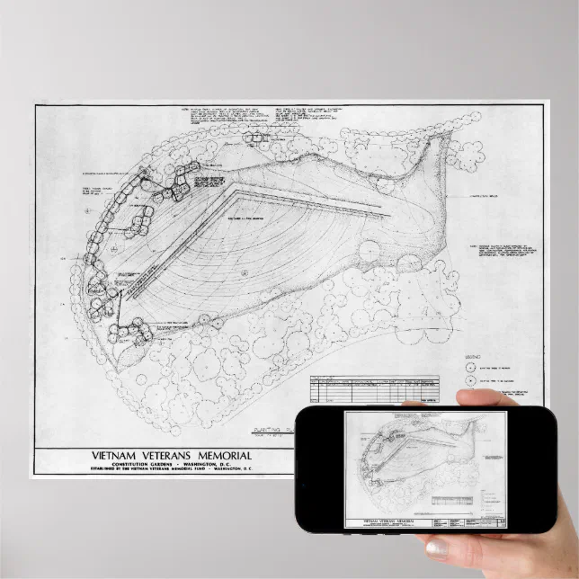 Vietnam War Memorial Wall Plan 1982 Poster | Zazzle