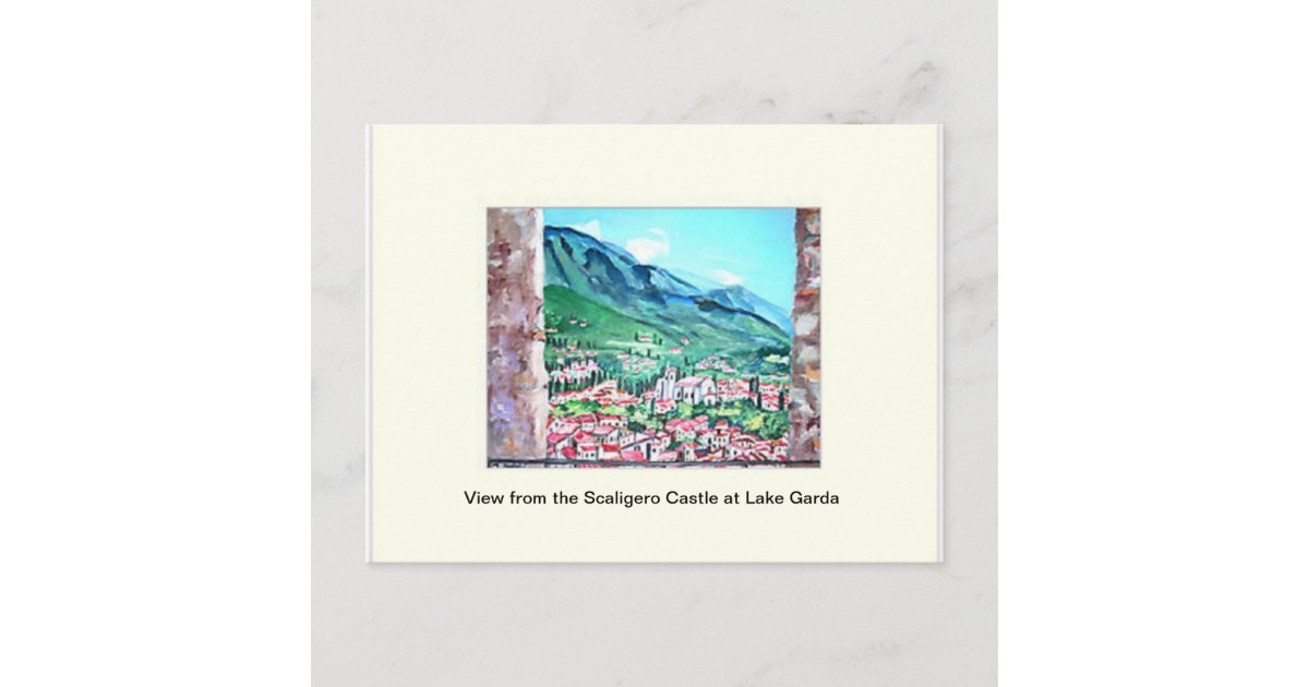 View from the Scaligero Castle at Lake Garda Post Postcard | Zazzle