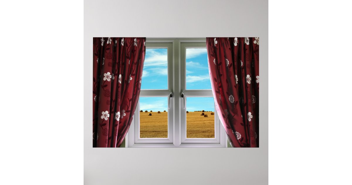 View from window onto farmland poster | Zazzle