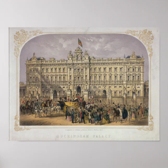 View of Buckingham Palace with a Crowd Outside Poster | Zazzle