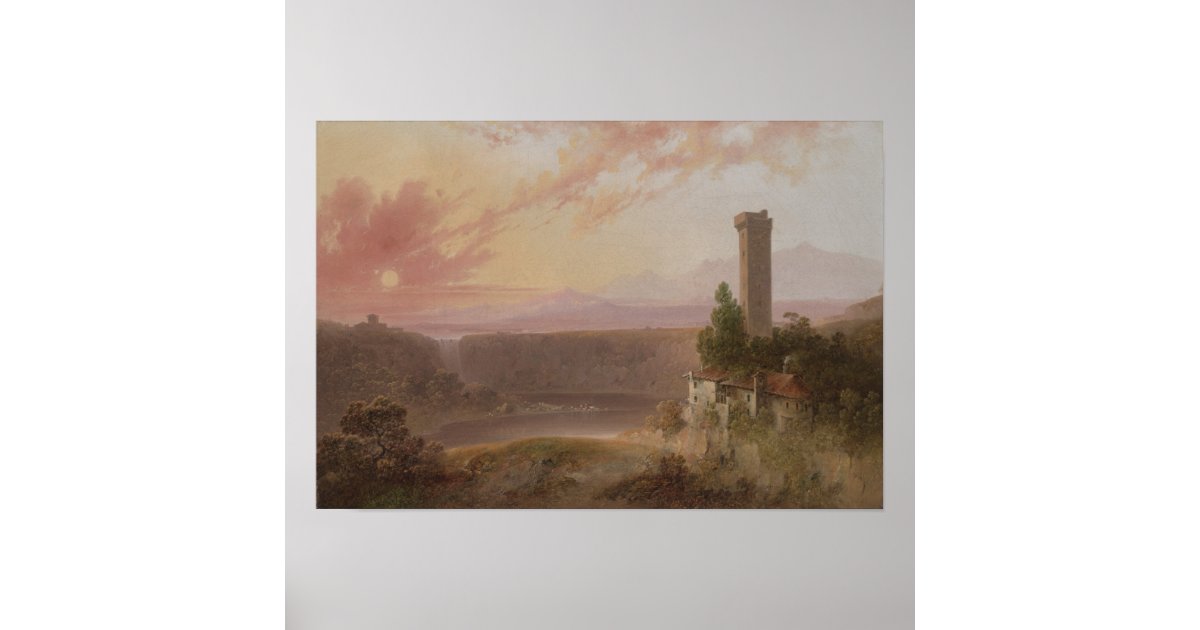 View of Lake Nemi at Sunset Poster | Zazzle