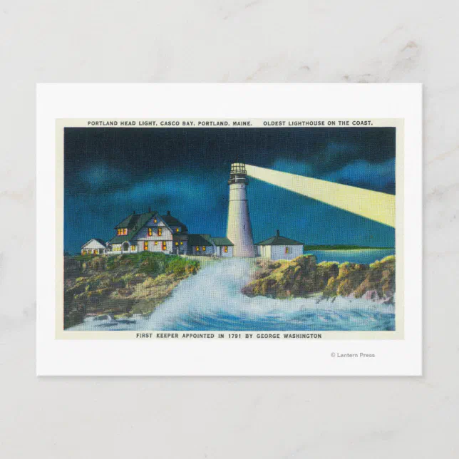 View of Portland Head Lighthouse on Casco Bay Postcard | Zazzle