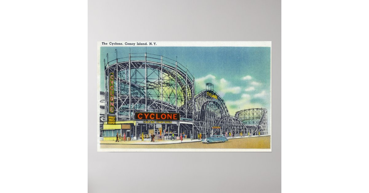 View of the Cyclone Rollercoaster # 2 Poster | Zazzle