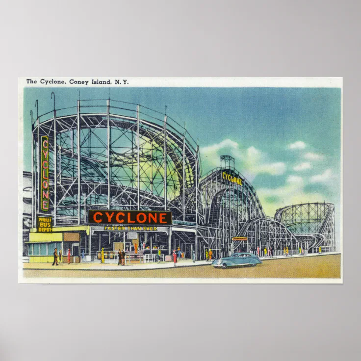 View of the Cyclone Rollercoaster # 2 Poster | Zazzle