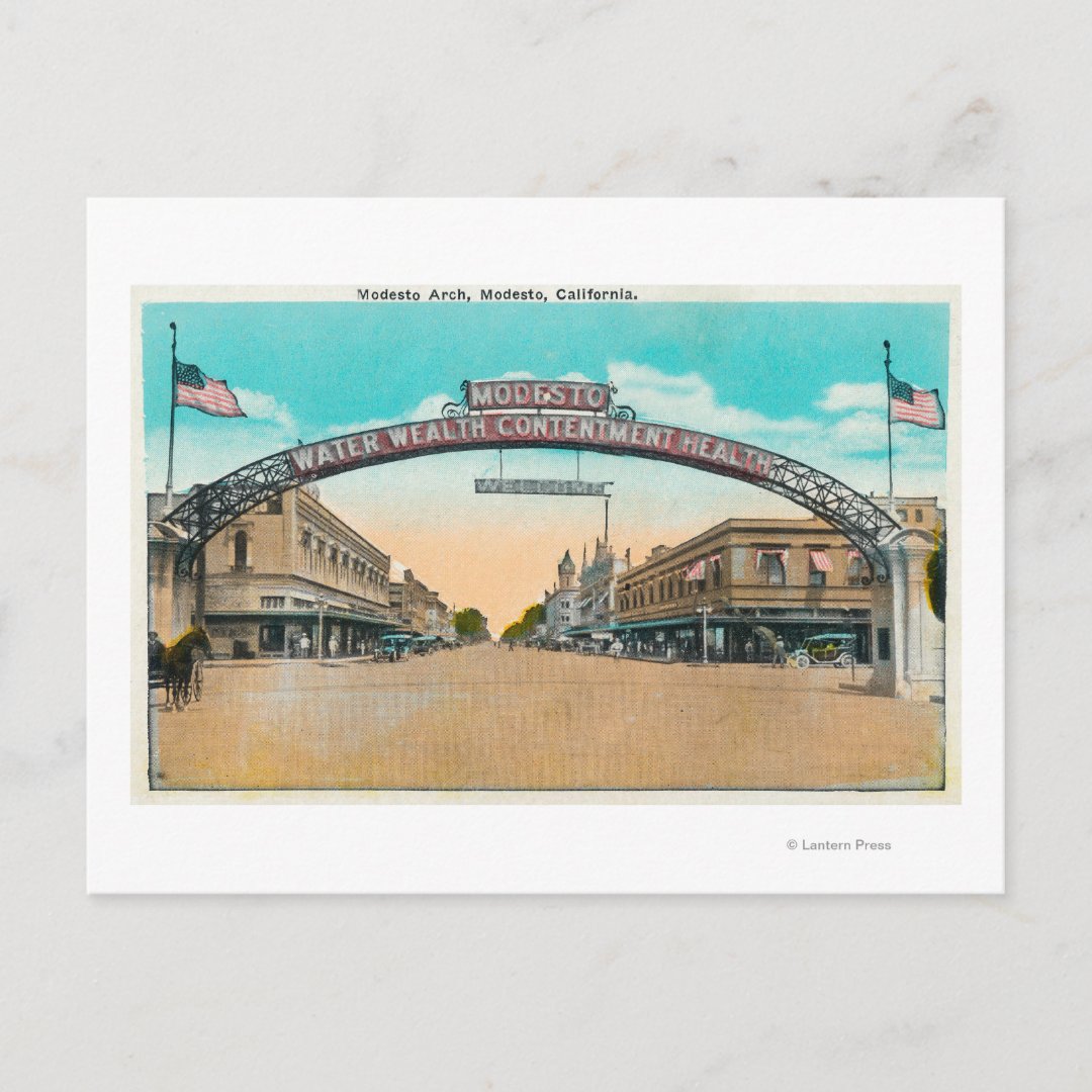 View of the Modesto Welcoming ArchModesto, CA Postcard | Zazzle