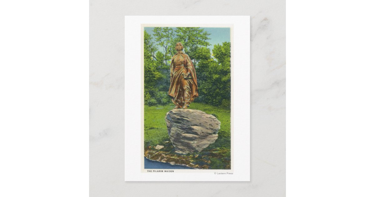 View of the Pilgrim Maiden Statue Postcard | Zazzle
