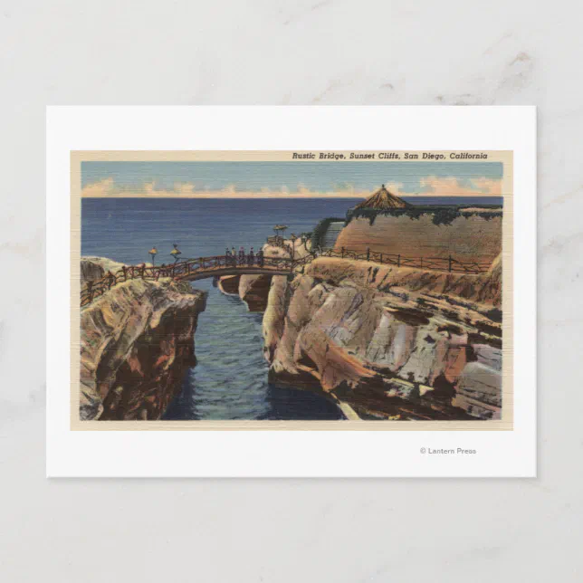 View of the Rustic Bridge & Sunset Cliffs Postcard | Zazzle