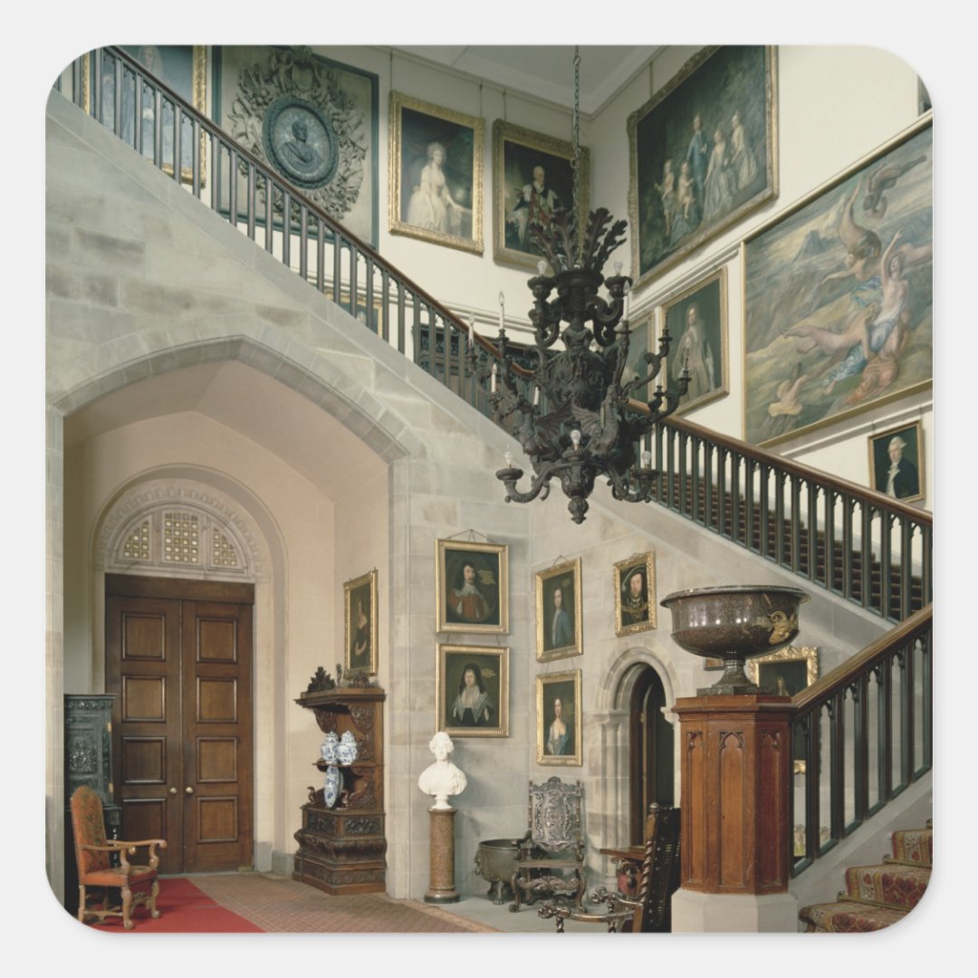 View of the Staircase Hall, 1812-15 Square Sticker | Zazzle