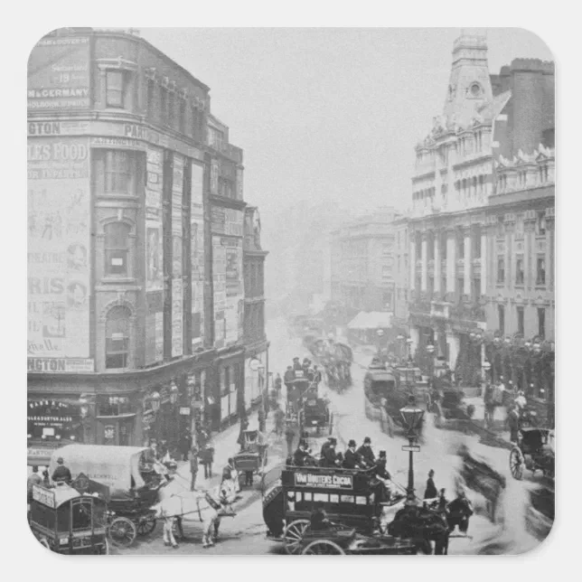 View of Tottenham Court Road, c.1885 Square Sticker | Zazzle