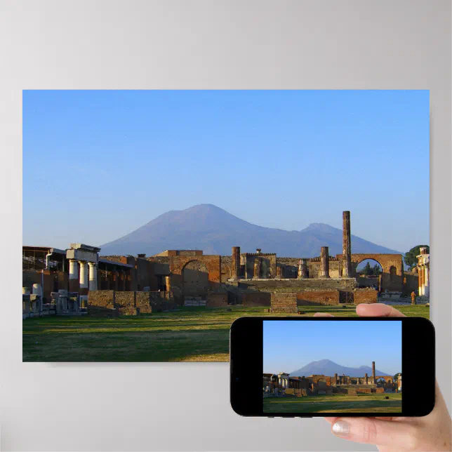 View Of Vesuvius Over The Ruins Of Pompeii Poster | Zazzle