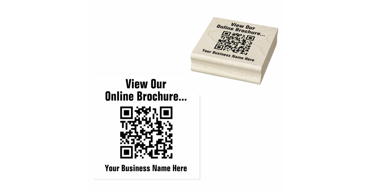 View Online Brochure via QR Code Rubber Stamp | Zazzle