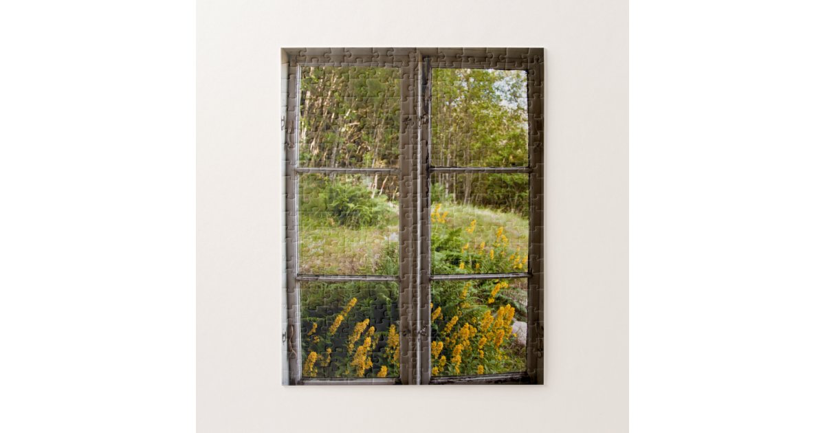 View through old window jigsaw puzzle | Zazzle