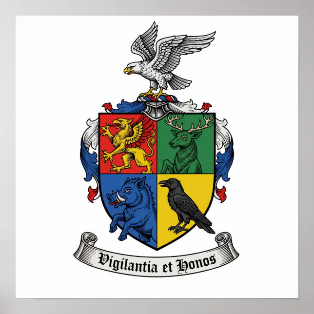 Vigilantia et Honos Heraldic Coat of Arms Poster | Zazzle