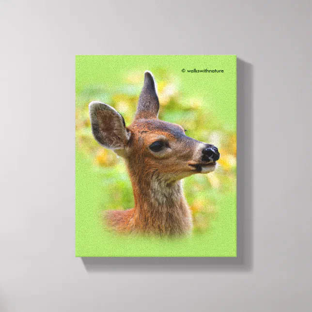 Vignetted Portrait of Smiling Blacktail Deer Fawn Canvas Print | Zazzle