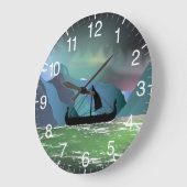 Viking Boat at Norwegian Fjord Large Clock | Zazzle