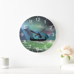 Viking Boat at Norwegian Fjord Large Clock | Zazzle