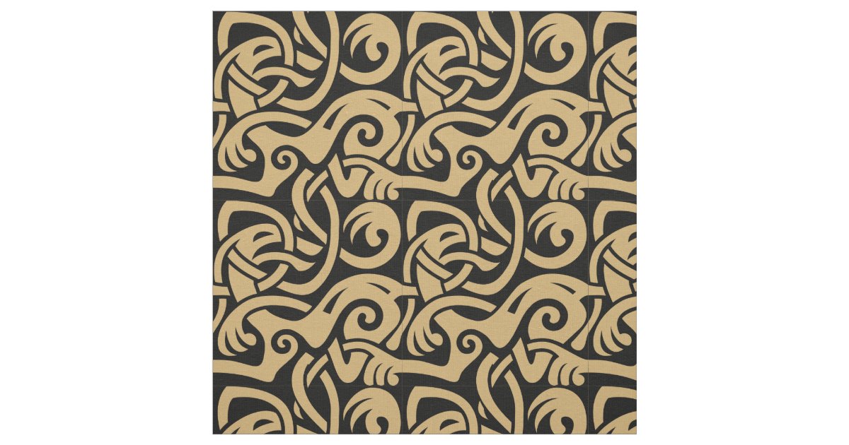 Viking Celtic Intertwining Animal Pattern Fabric | Zazzle