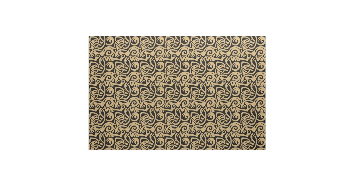 Viking Celtic Intertwining Animal Pattern Fabric | Zazzle