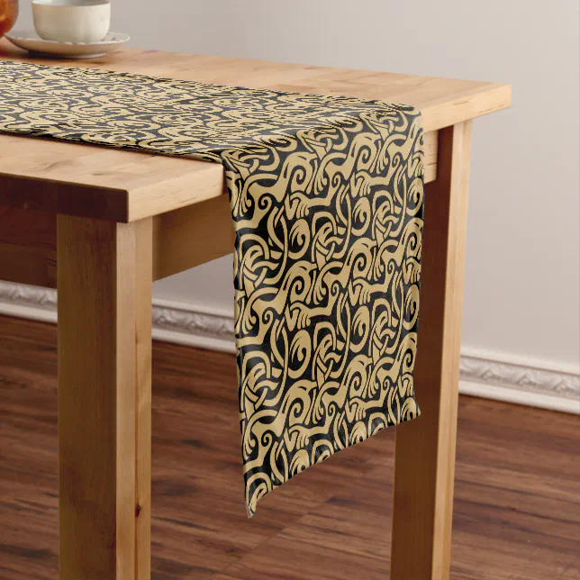 Viking Celtic Intertwining Animal Pattern Fabric Short Table Runner ...