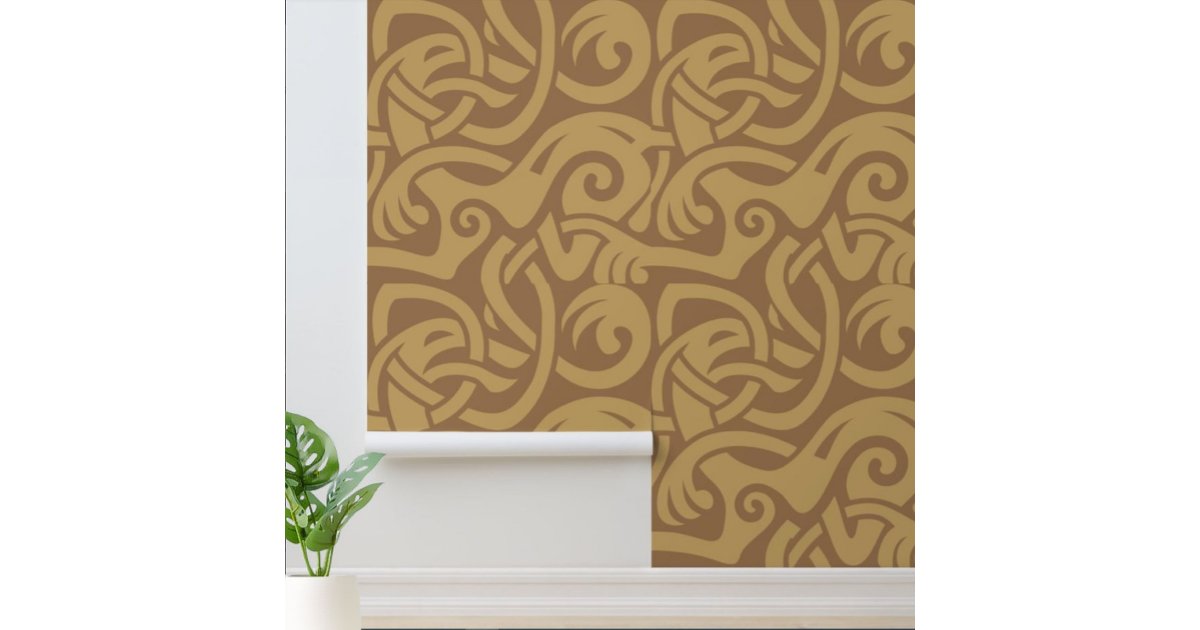 Viking Celtic Intertwining Animal Pattern Wallpaper | Zazzle