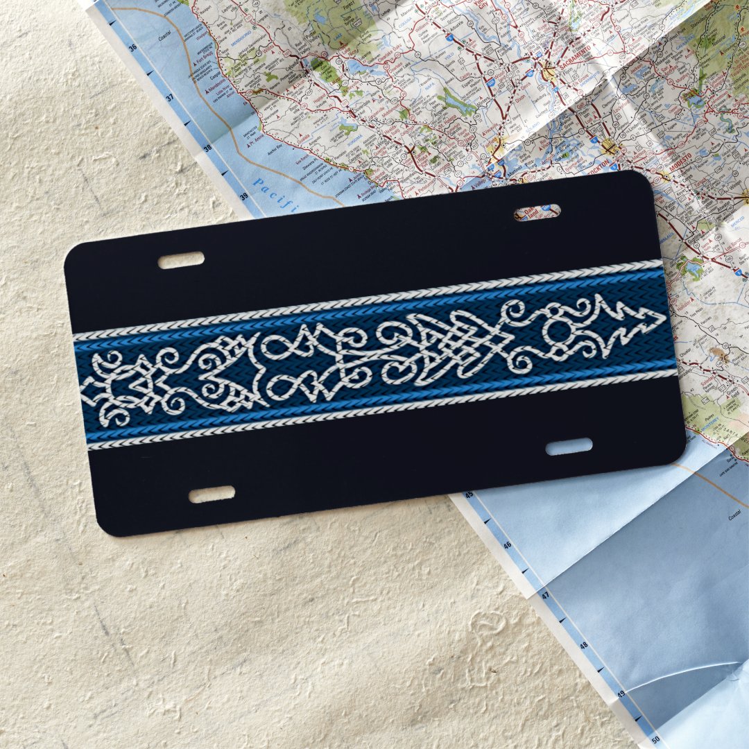 Viking Pattern Blue License Plate | Zazzle