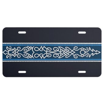 Viking Pattern Blue License Plate | Zazzle