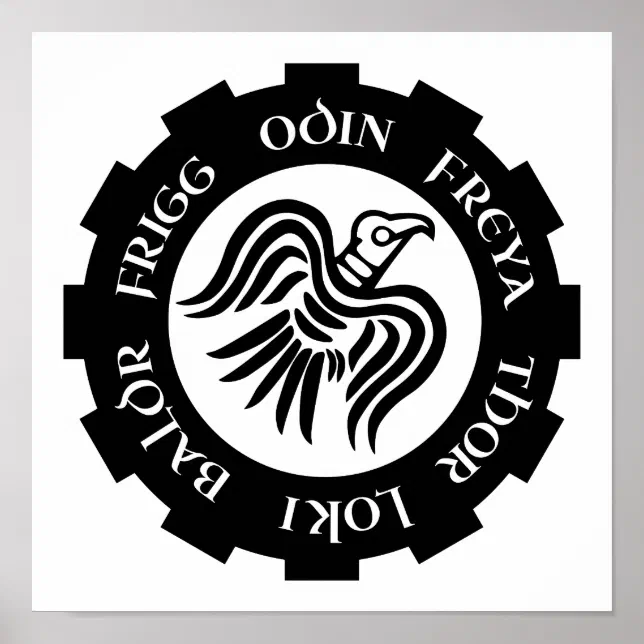 Viking Raven Banner Thor Freya Loki Poster | Zazzle