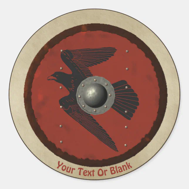 Viking Raven Shield Classic Round Sticker | Zazzle