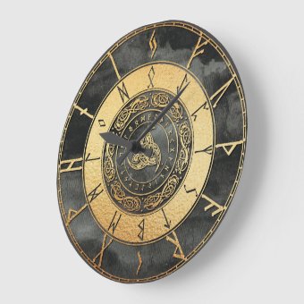 Viking Runes Large Clock | Zazzle