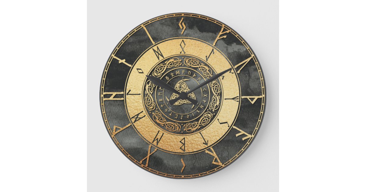 Viking Runes Large Clock | Zazzle