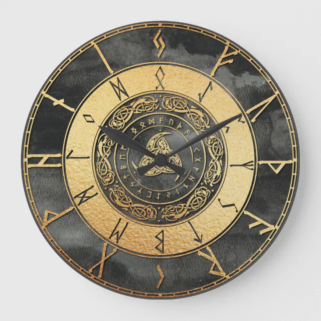 Viking Runes Large Clock | Zazzle