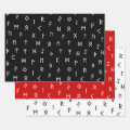 Viking Runes on Red, Black, White Background Wrapping Paper Sheets | Zazzle
