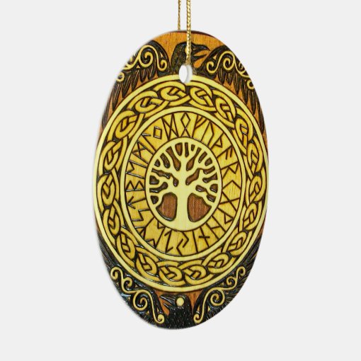 Viking Runes with Tree and Eagles Ornament | Zazzle