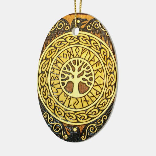 Viking Runes with Tree and Eagles Ornament | Zazzle