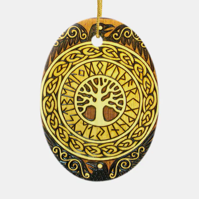 Viking Runes with Tree and Eagles Ornament | Zazzle