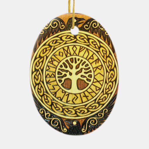 Viking Runes with Tree and Eagles Ornament | Zazzle