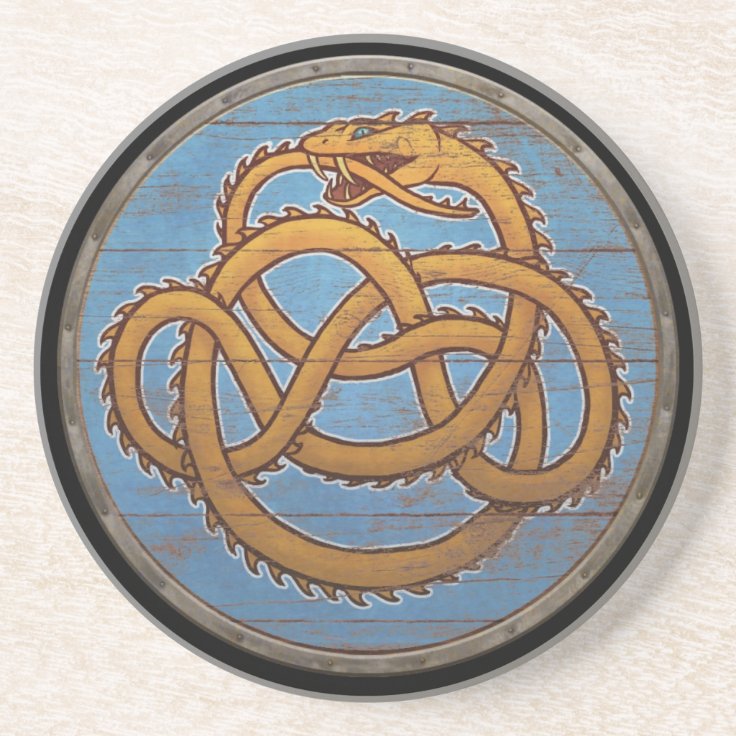Viking Shield - Jörmungandr Sandstone Coaster | Zazzle