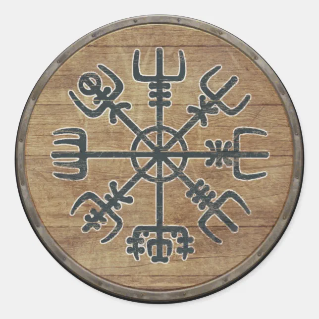 Viking Shield - Vegvísir Classic Round Sticker | Zazzle