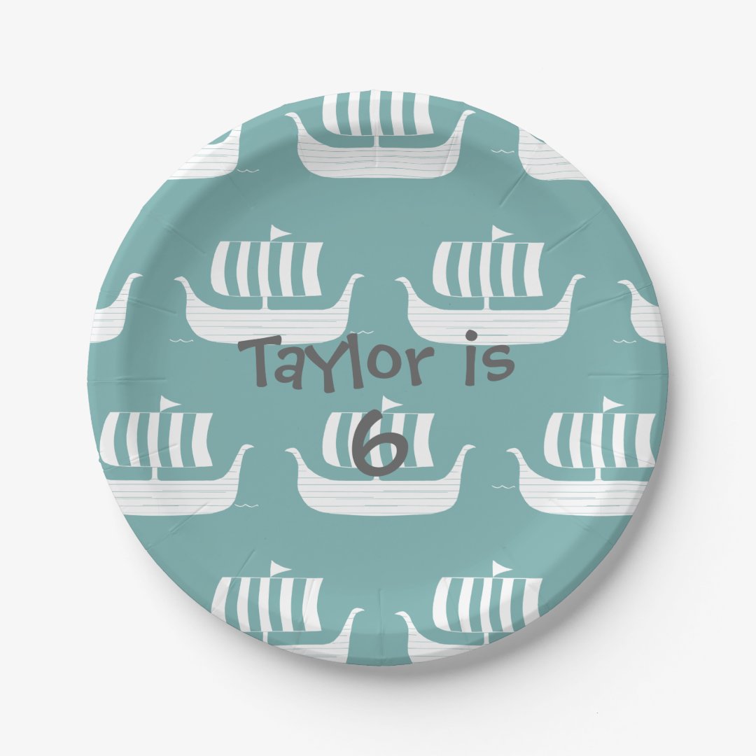 Viking ships paper plate | Zazzle