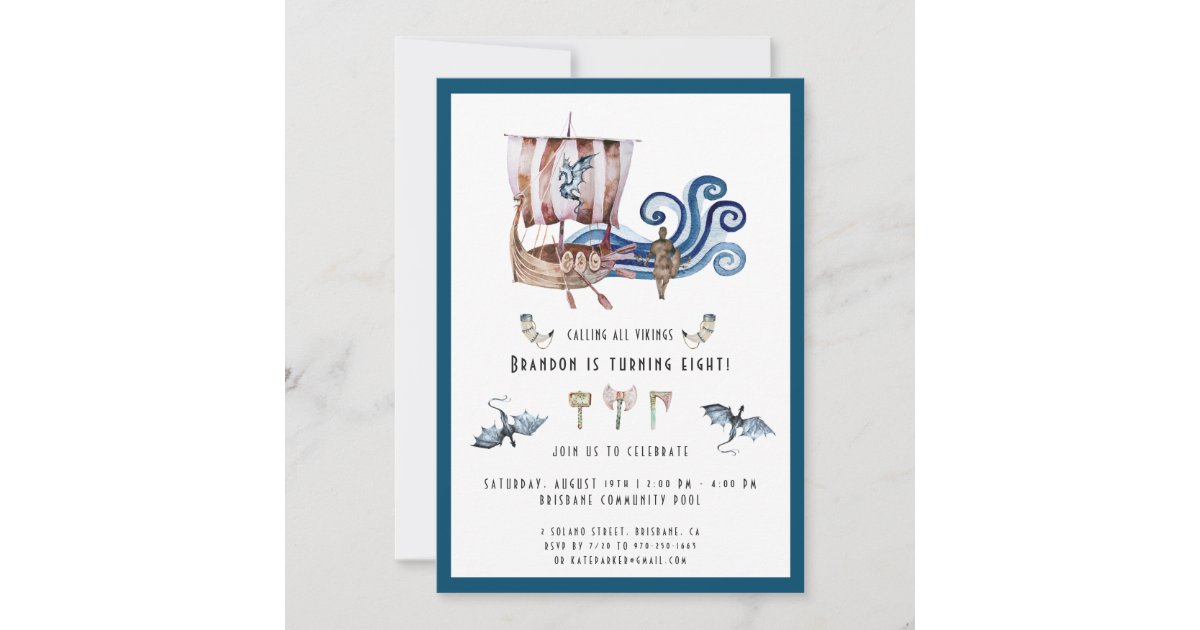 Viking Themed Birthday Party Invitation | Zazzle