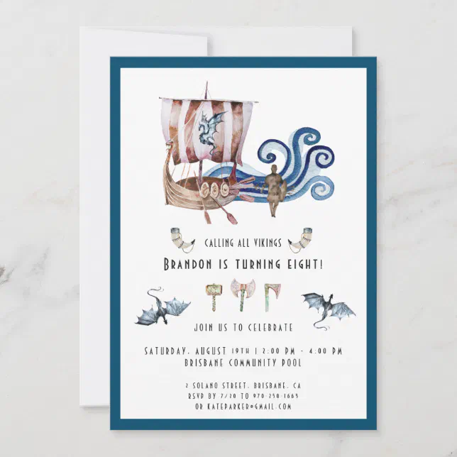 Viking Themed Birthday Party Invitation | Zazzle
