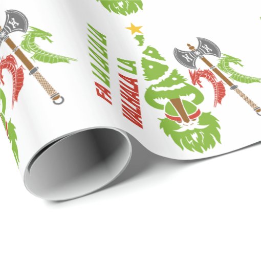 Viking Valhalla Christmas Holiday Wrapping Paper | Zazzle
